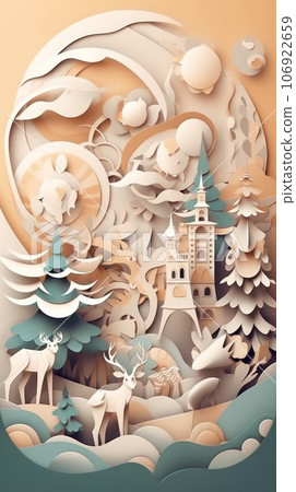 Beautiful colorful paper cut art design.... - Stock Illustration ...