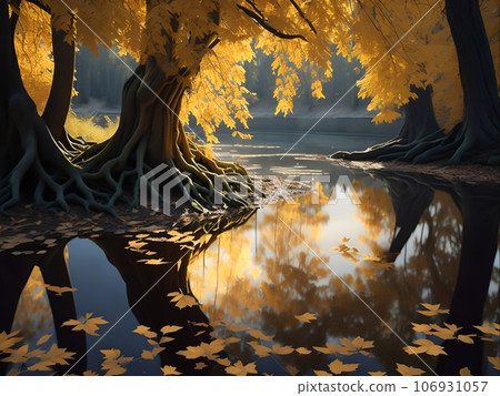 Nature Beauty in November Vibrant Autumn Trees... - Stock Illustration ...