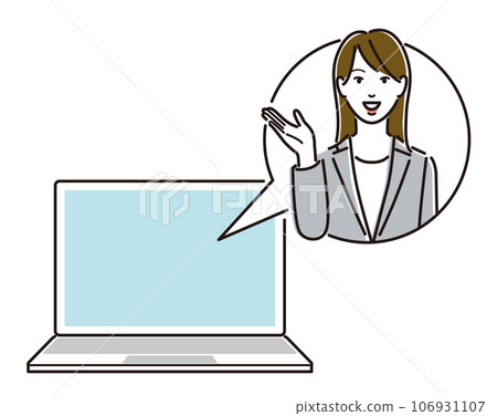 Female businessperson providing online guidance - Stock Illustration ...