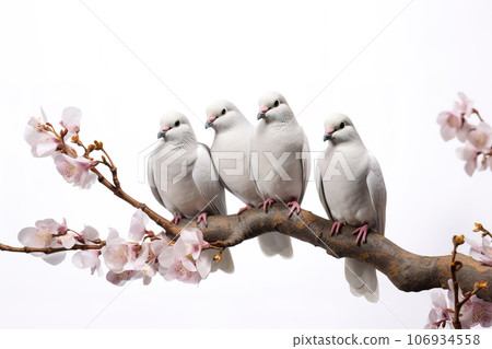 Image of group of javanese dove on a branch on... - Stock Illustration ...