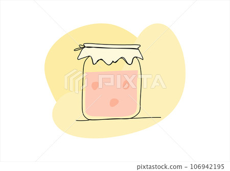 Jam jar line drawing colored with pastel... - Stock Illustration ...