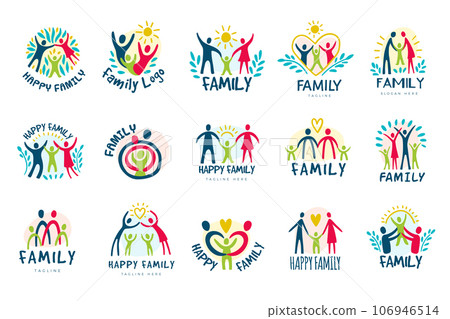 Family symbols. Colorful graphic set of... - Stock Illustration ...