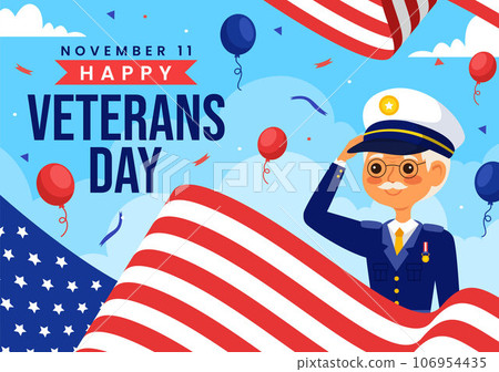 Happy Veterans Day Vector Illustration on 11... - Stock Illustration ...