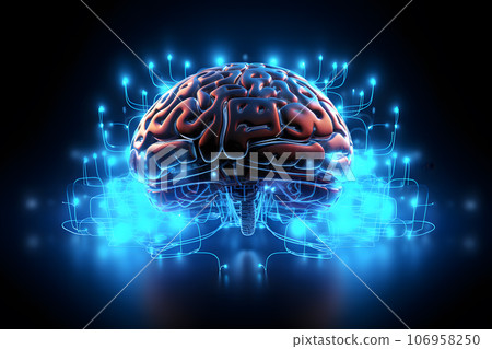 Abstract futuristic human brain with circuit... - Stock Illustration ...
