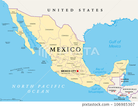 Mexico Map With States And Capitals