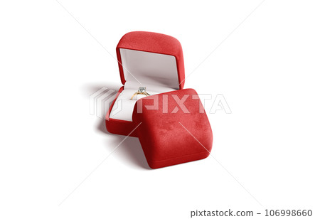 Blank red box with gold diamond ring stack mockup - Stock Illustration ...
