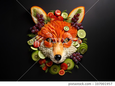 Image of fox face made with vegetables and...-插圖素材 [107001957] - PIXTA圖庫