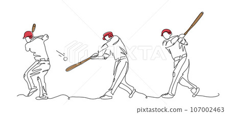 Baseball player swinging the bat in a hit. Main... - Stock Illustration ...