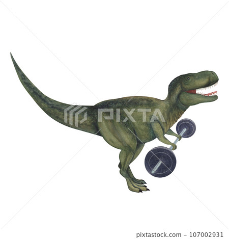 Tirannosaurus with a barbell. Dinosaur athlete.... - Stock Illustration ...