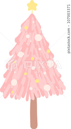 Pink Christmas Tree Cartoon: Festive Holiday... - Stock Illustration ...