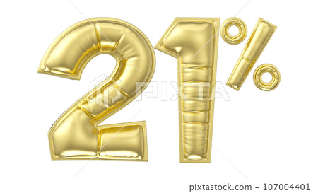 golden letter 21 with gold 3d-插圖素材 [107004401] - PIXTA圖庫