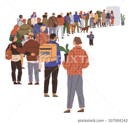 Big queue. Many multitude people. Vector... - Stock Illustration [107008142] - PIXTA