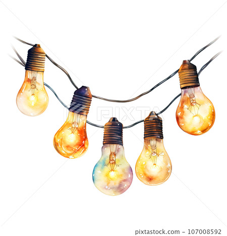 Filament Light Bulb Clip Art Watercolor Hanging Light Bulb Clipart