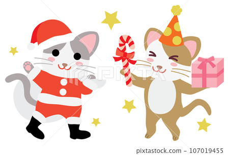 Two cats having fun at Christmas - Stock Illustration [107019455] - PIXTA