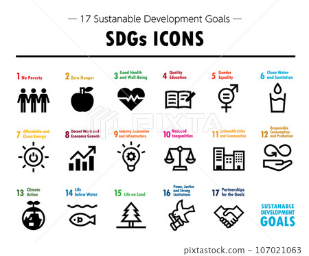 Vector icon set of items related to SDGs... - Stock Illustration ...
