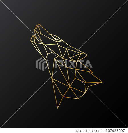 Geometric howling wolf side view. - Stock Illustration [107027607] - PIXTA