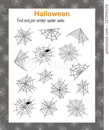 Find and join similar Halloween spider webs... - Stock Illustration ...