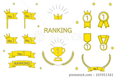 Simple line drawing ranking icon set, 1st place - Stock Illustration ...