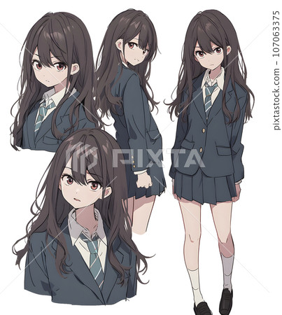 High school girl character sheet deformed... - Stock Illustration ...