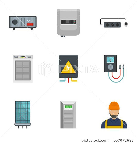 Home electrician icons set. Cartoon set of 9... - Stock Illustration ...