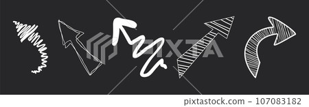 White Chalk Arrows Design Elements on Black... - Stock Illustration ...