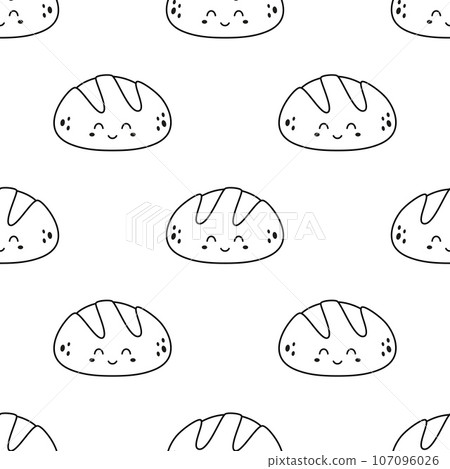 cartoon seamless pattern of outline rye bread - Stock Illustration ...