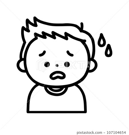 Line drawing of a man with a troubled face - Stock Illustration ...