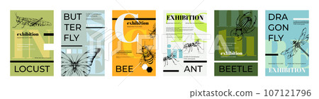 Beetle posters. Bee hipster collage. Abstract...-插圖素材 [107121796] - PIXTA圖庫