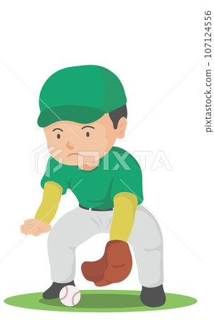 Baseball player catching a ground ball - Stock Illustration [107124556 ...