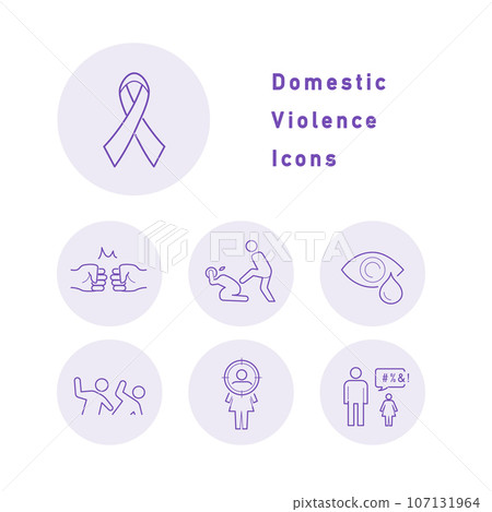 Domestic violence and domestic violence color... - Stock Illustration ...
