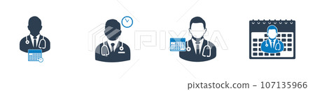 Doctor Appointment Icon Set. Editable Flat... - Stock Illustration ...