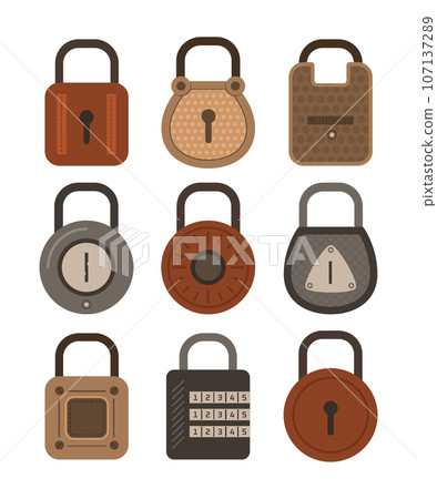 Set of Padlocks Vintage Style Flat Design... - Stock Illustration ...
