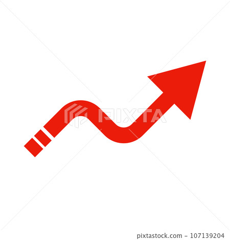 Red arrow rising. Uptrend or increase in sales.... - Stock Illustration ...