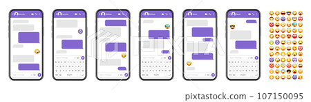 Smartphone messaging app, user interface design... - Stock Illustration ...