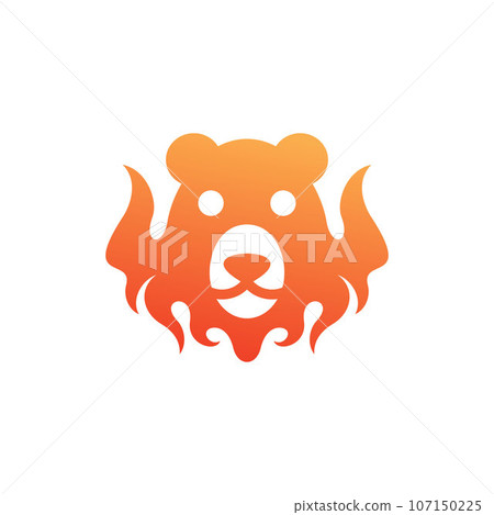 Bear head fire flame business creative logo - Stock Illustration ...