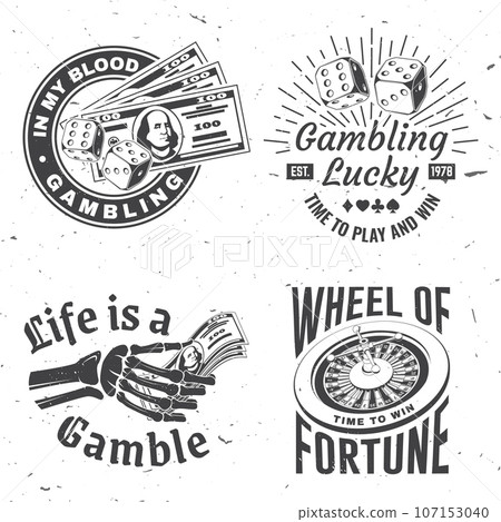 Gambling vintage print, logo, badge design with...-插圖素材 [107153040 ...