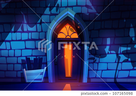 Night front door home building entrance vector - Stock Illustration ...