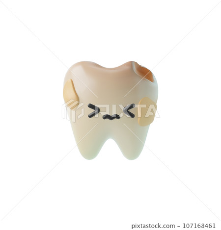 Unhealthy rotten tooth with plaster, rendered... - Stock Illustration ...