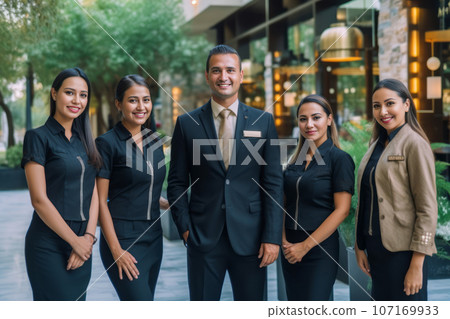 Advertising portrait shot of a hotel staff team... - Stock Illustration ...
