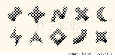 Halftone geometric shapes set. Dotted cross,... - Stock Illustration ...