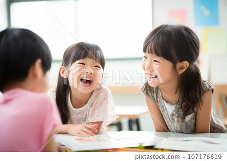 Smiling children learning together - Stock Illustration [107176819] - PIXTA