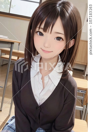 AI-generated image of a high school girl - Stock Illustration ...