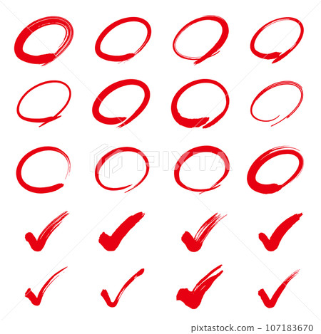 Set of red handwritten circles, circles, brush... - Stock Illustration ...