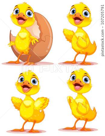 Adorable Little Duck Character Collection - Stock Illustration ...
