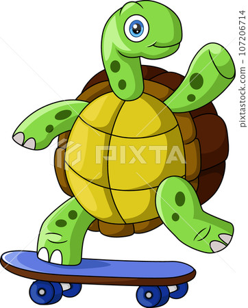Cute turtle cartoon riding skateboard - Stock Illustration [107206714 ...