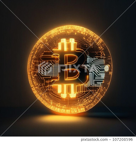 Golden bitcoin digital currency, futuristic... - Stock Illustration [107208596] - PIXTA