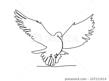 Pigeon one line drawing art. Vector illustration. - Stock Illustration ...
