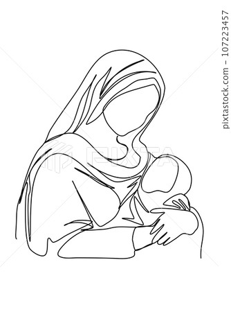 Virgin Mary Line Drawing