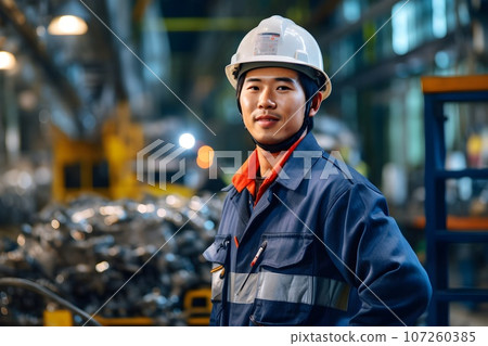 Man working in a factory 6 AI generated image - Stock Illustration ...