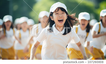 Children running happily at a sports day - Stock Illustration ...